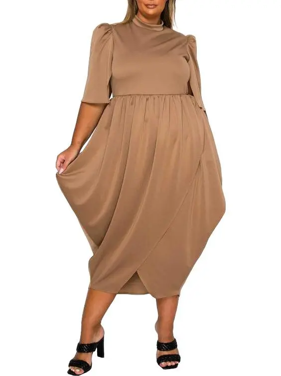 L I V D Aesira Tulip Hem Maxi Dress - Mocha