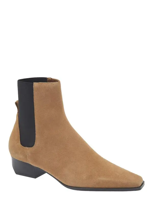 Mango Square Toe Bootie - Medium Brown
