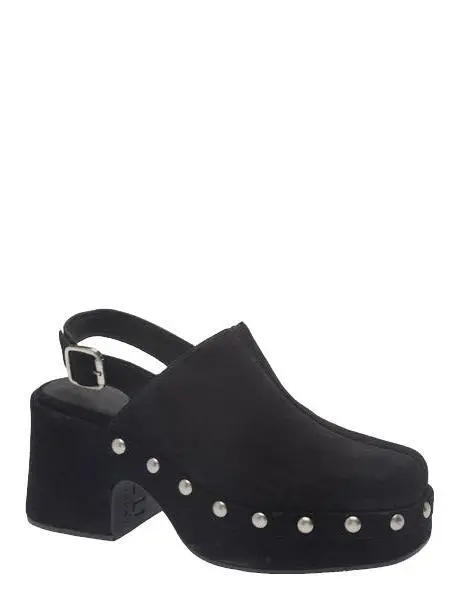 CHOCOLAT BLU Slingback Platform Clogs - Black Suede