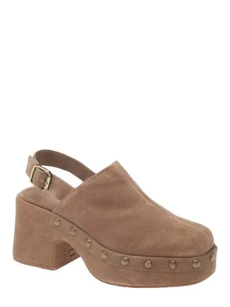 CHOCOLAT BLU Slingback Platform Clogs - Toffee Suede