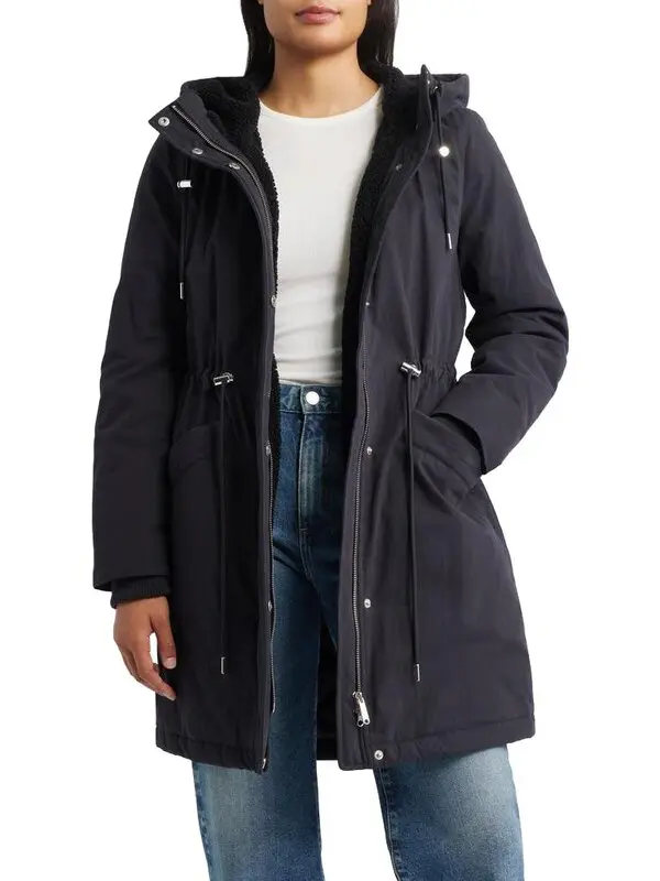 Sam Edelman Faux Shearling Lined Anorak - Black