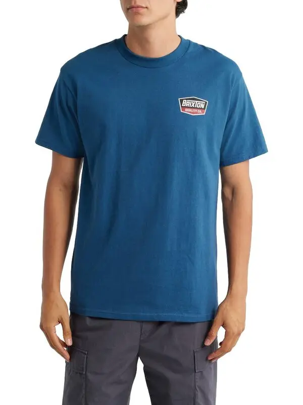 Brixton Regal Cotton Logo Graphic T-shirt - Harbor Blue/black/stone