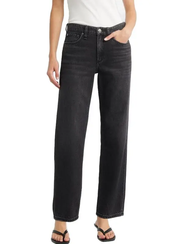 Rag & Bone Featherweight Dre Low Rise Baggy Boyfriend Jeans - Jet Black