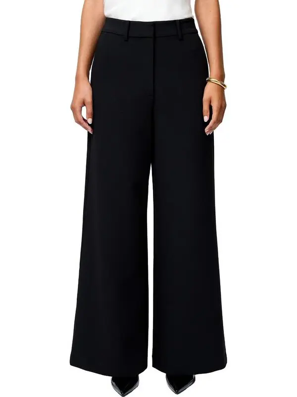 French Connection Azra Wide Leg Twill Pants - Black