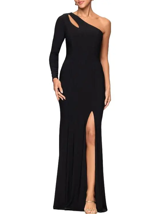XSCAPE EVENINGS Cutout One-shoulder Mermaid Gown - Black