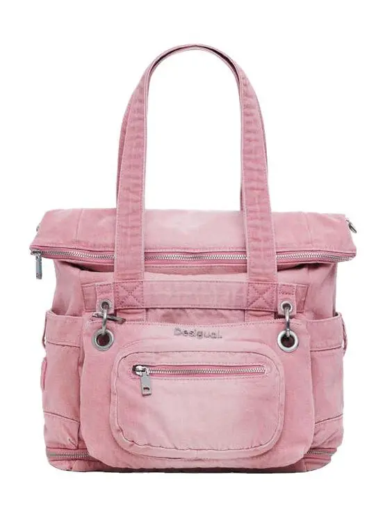 Desigual Convertible Canvas Backpack - Pink