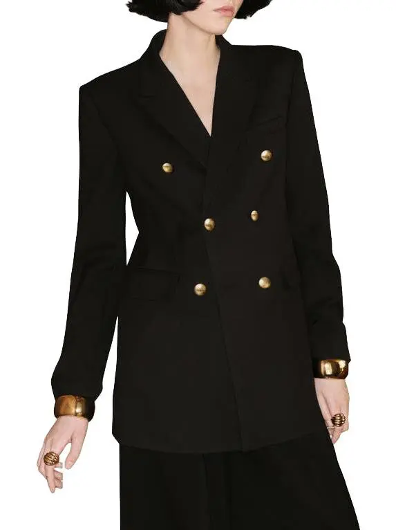 Mango Farah Double Breasted Blazer - Black