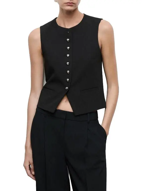 Mango Gabo Button Detailed Vest - Black