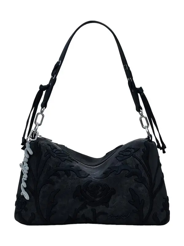 Desigual Faux Leather Embossed Shoulder Bag - Black