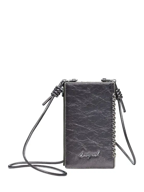 Desigual Metallic Faux Leather Crossbody Bag - Silver