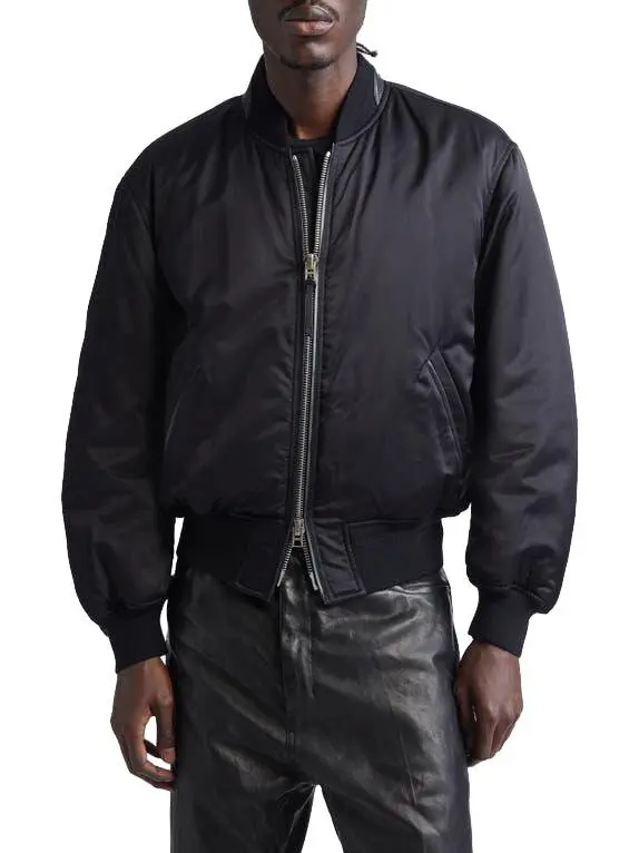 TOM FORD Silk Satin Bomber Jacket - Black/green