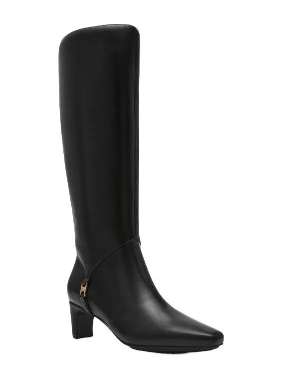 Anne Klein Knee High Boots - Black Smooth