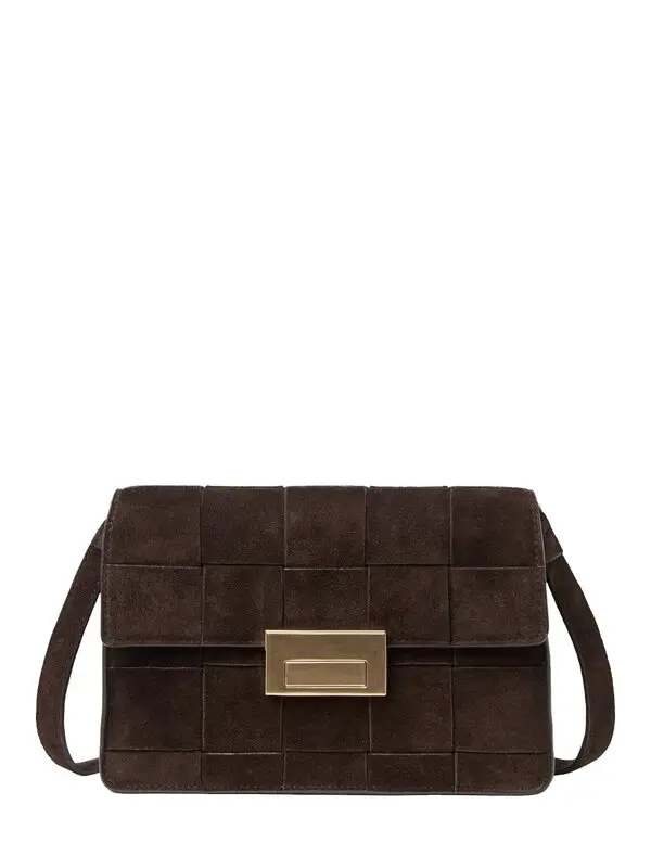 LOEFFLER RANDALL Delphine Woven Suede Shoulder Bag - Dark Brown