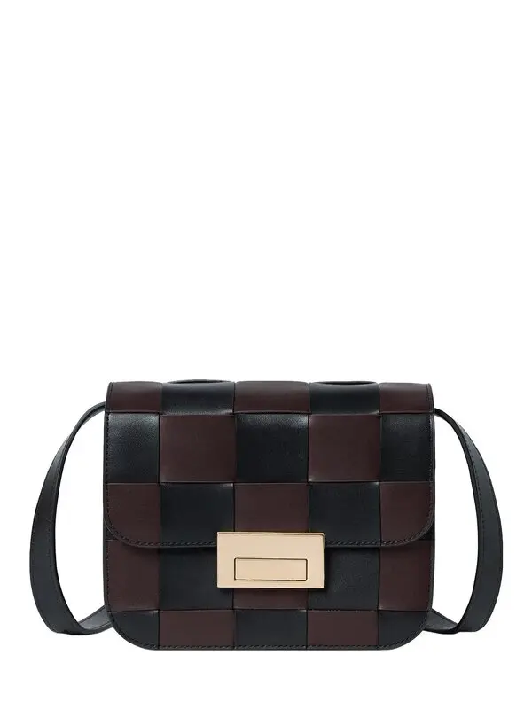 LOEFFLER RANDALL Desi Woven Leather Crossbody Bag - Black/espresso