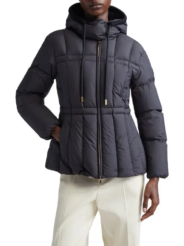 Moncler Estom Vertical Quilted Hooded Down Jacket - Black