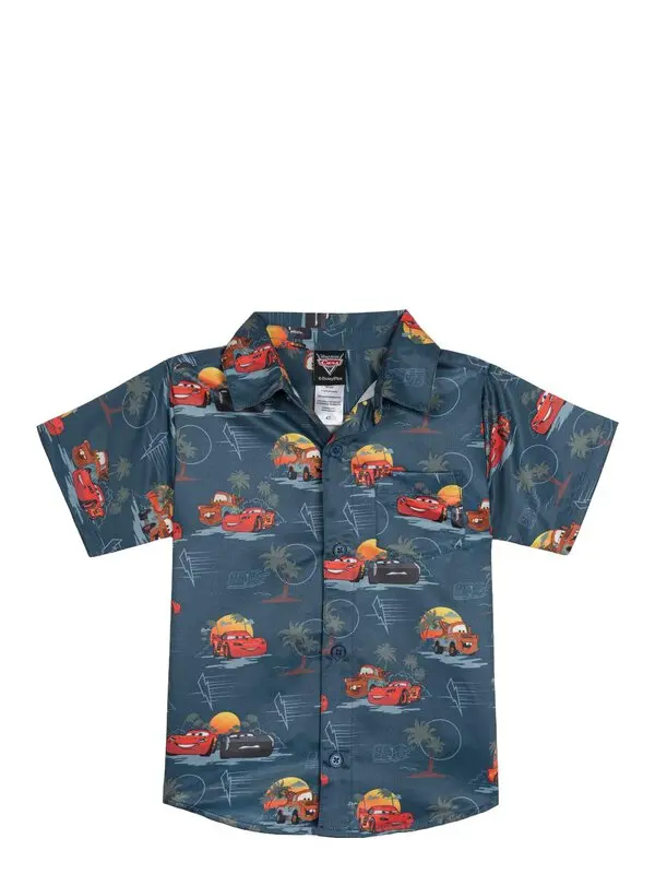 Disney Short Sleeve Button Down Shirt - Cars Blue