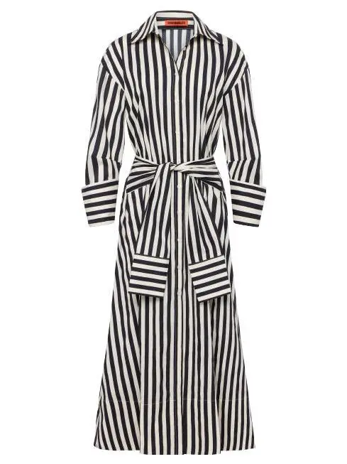 SIMONMILLER Inna Poplin Maxi Dress - Black/white Stripe