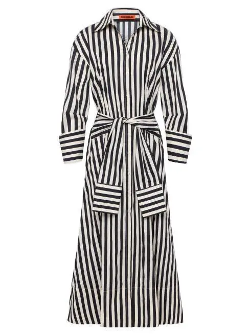 SIMONMILLER Inna Poplin Maxi Shirt Dress - Black/white Stripe