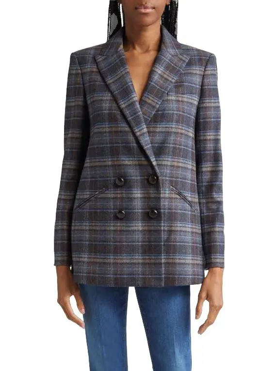 Veronica Beard Oria Plaid Dickey Jacket - Blue Multi