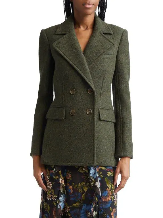 Veronica Beard Duran Virgin Wool Coat - Cypress