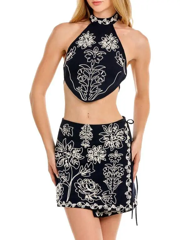 Agua Bendita Elay Batik Crop Top - Black