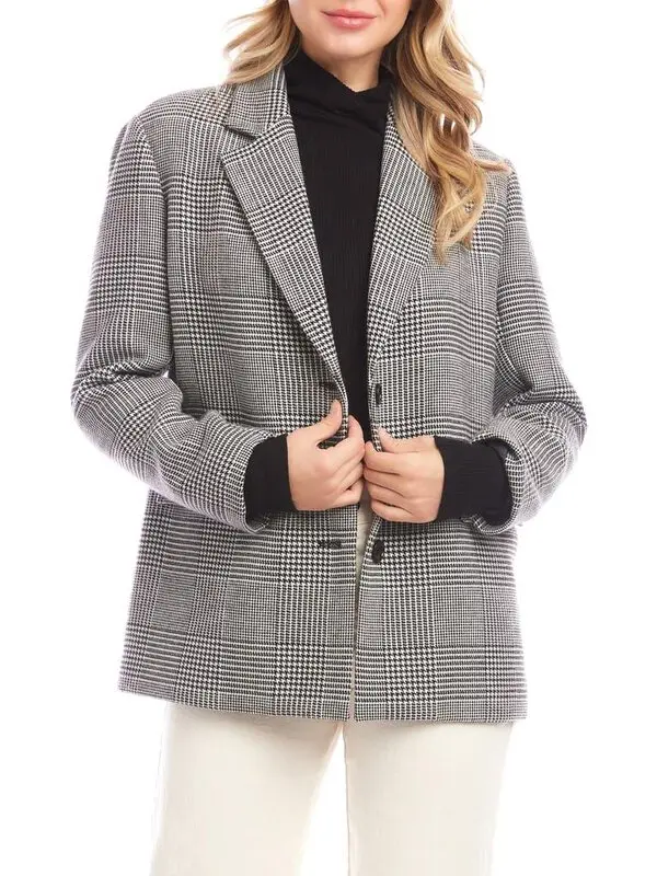 Karen Kane Houndstooth Blazer - Black Off White