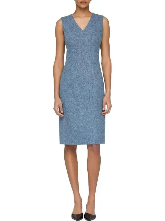 Lafayette 148 New York Sleeveless Donegal Tweed Sheath Dress - Bluebell Multi