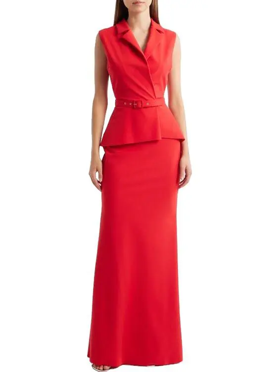 Chiara Boni La Petite Robe Thadira Column Gown - Red Passion