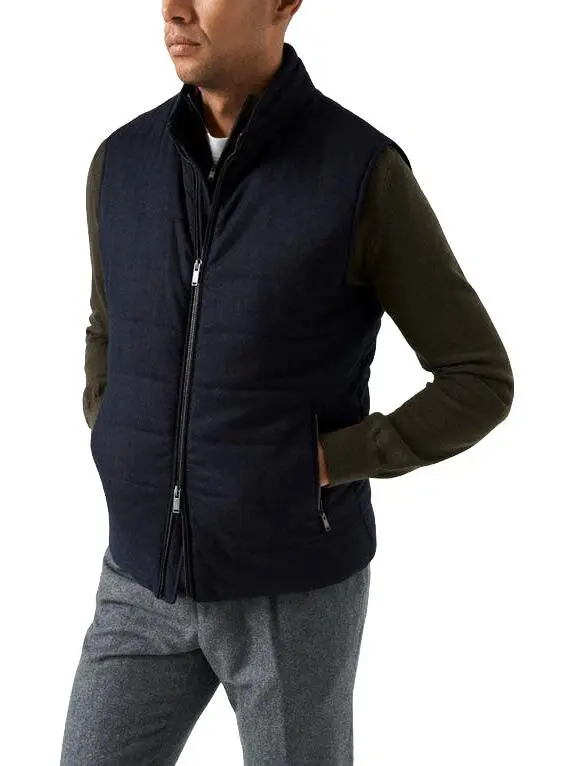 Eton Quilted Wool Vest - Navy