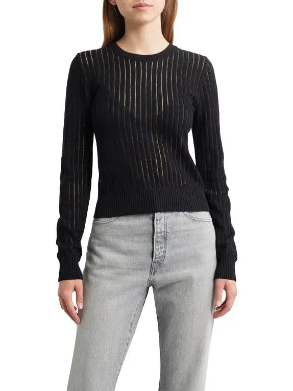 FRAME Sheer Stripe Sweater - Black