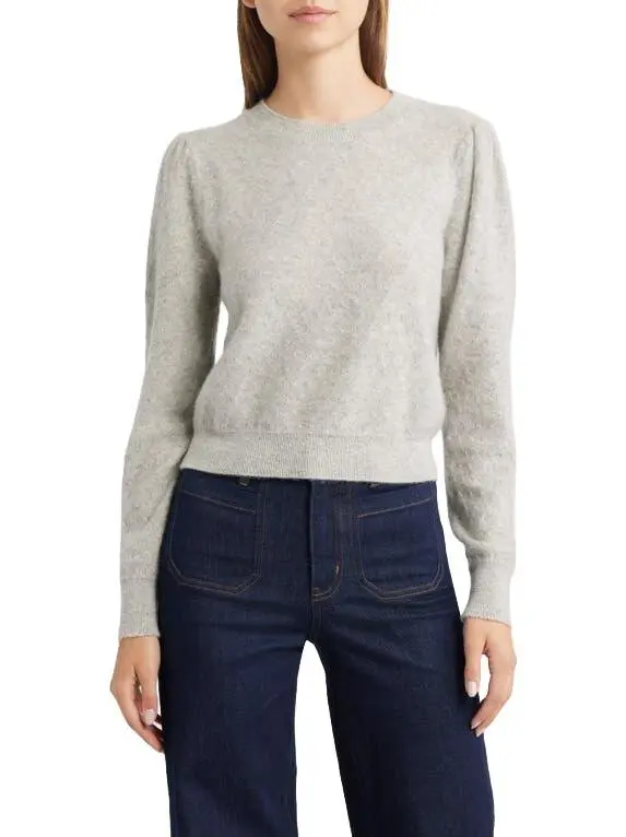 FRAME Pointelle Cashmere Sweater - Light Grey Heather