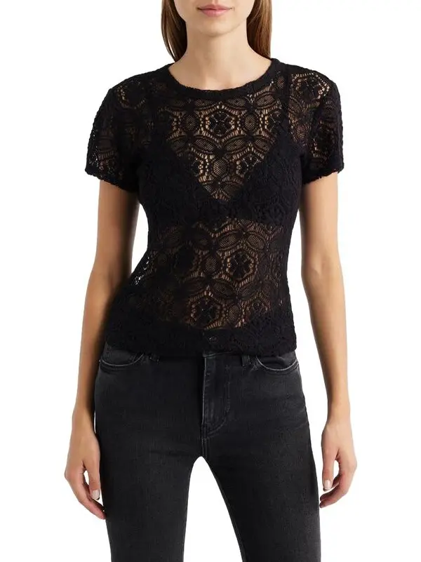 FRAME Lace T-shirt - Black