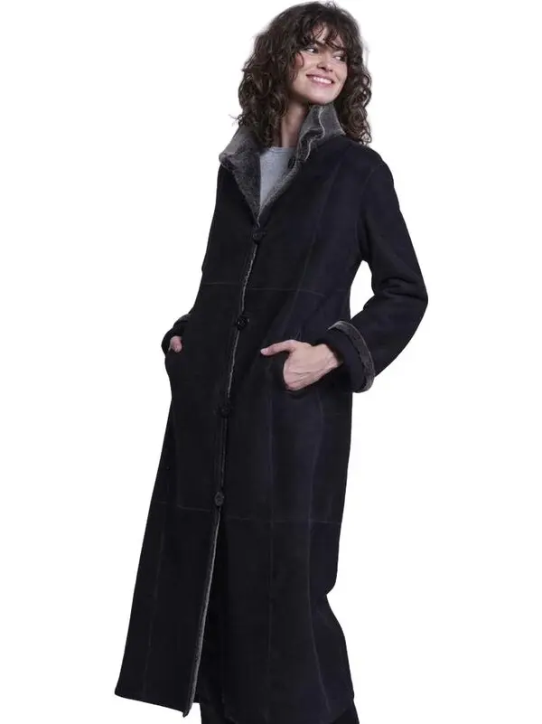 BLUE DUCK Spanish Merino Shearling Coat - Black Snow