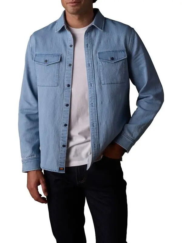 THE NORMAL BRAND Big Jake Cotton Blend Button-up Shirt Jacket - Light Indigo