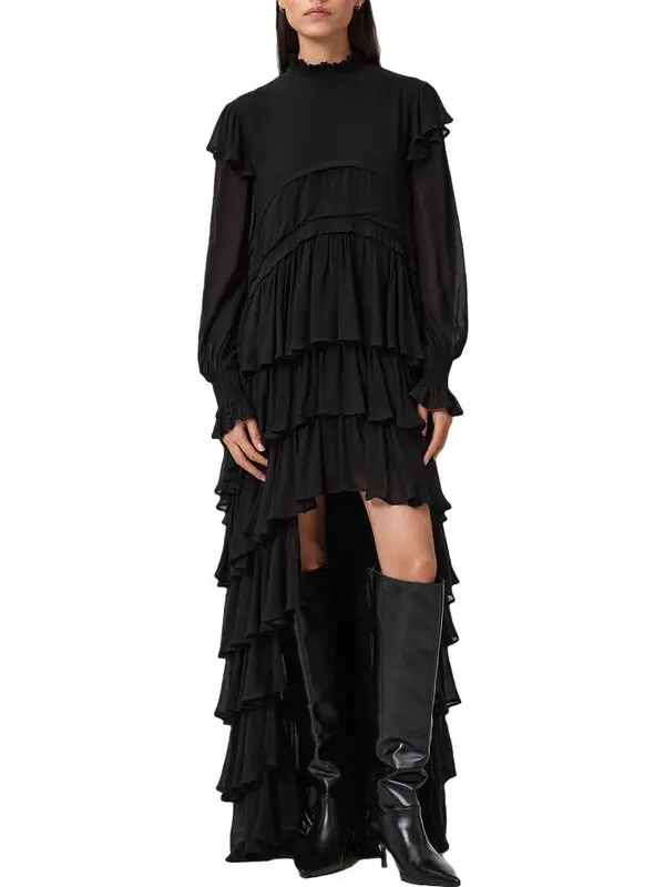 ALLSAINTS Cavalry Ruffle Maxi Dress - Black