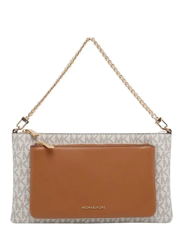 Michael Kors Monogram Shoulder Bag With Chain Strap - Leather