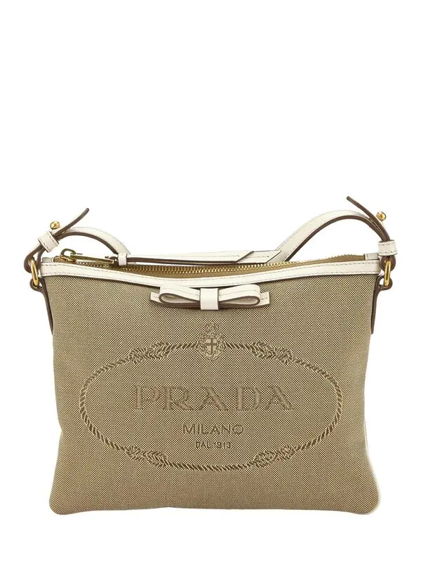 Prada Logo Jacquard Messenger Bag - White