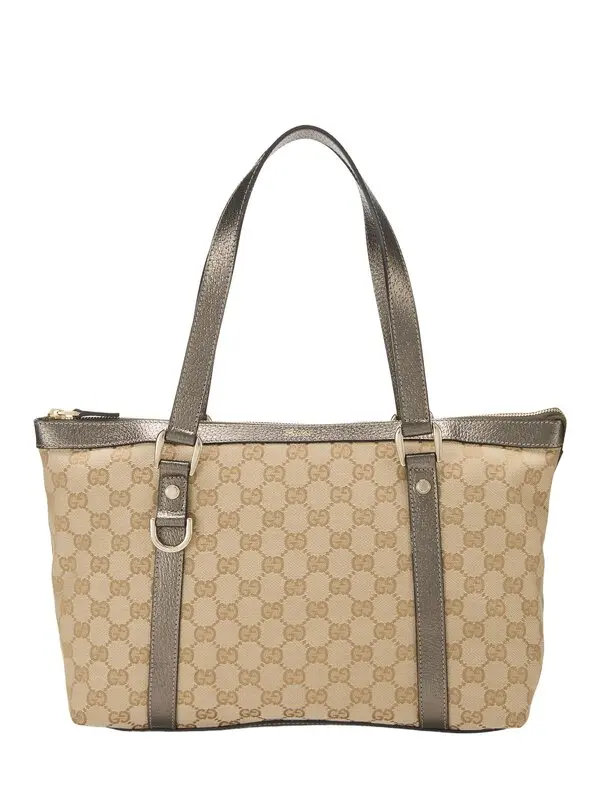 Gucci Original Gg Canvas Abbey Zip Tote - Silver