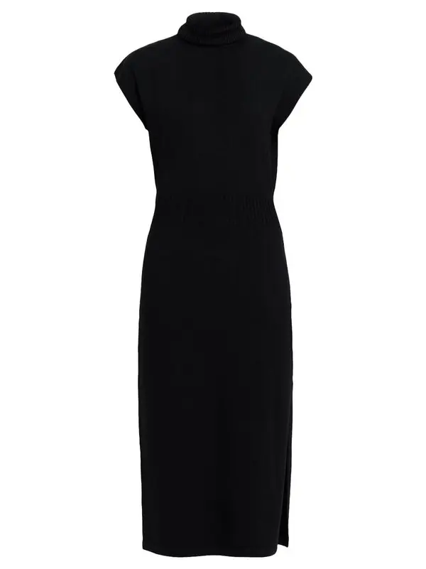 Ramy Brook Natalie Merino Turtleneck Midi Dress - Black