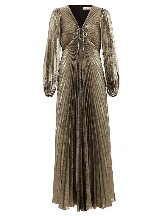 PHASE EIGHT Metallic Pleated Maxi Dress - Gold