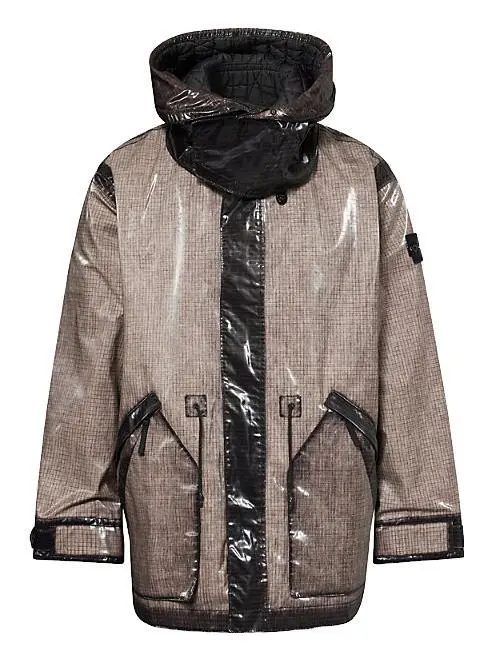 Stone Island Uneven Ripstop Parka Coat - Pearl Grey
