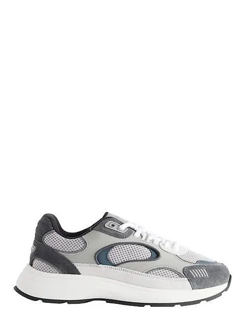 ARNE Circuit Suede, Leather, And Mesh Trainers - Grey/m.cmb