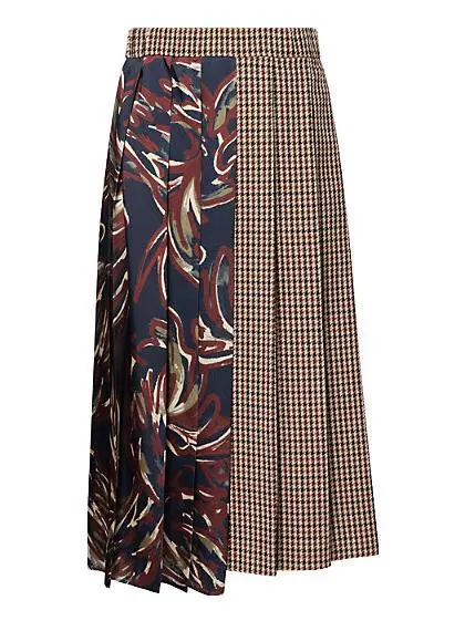 Max Mara Fanale Contrast Pleat Wool-blend Midi Skirt - Wine-coloured