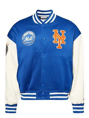 New Era Mlb New York Mets Jersey Bomber Jacket - Blue