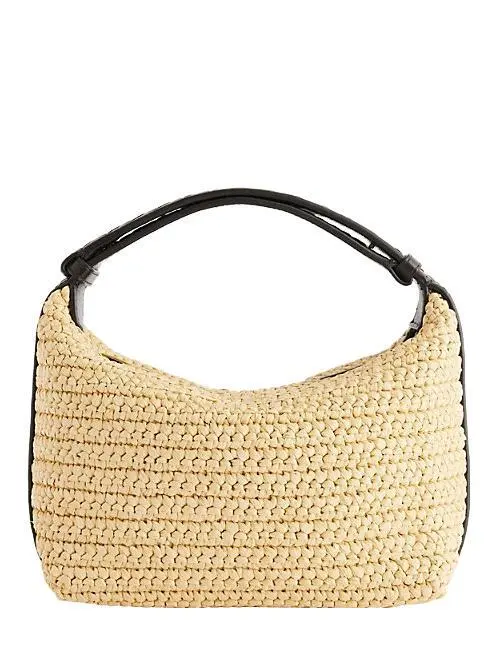 Bottega Veneta Wallace Crochet And Leather Top-handle Pouch - Natural Fondant Gold