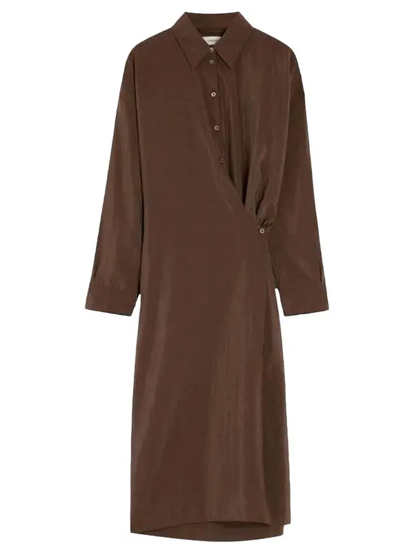 LEMAIRE Straight Collar Twisted Dress - Brown