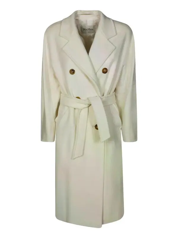 Max Mara Buttoned Belted Coat - White