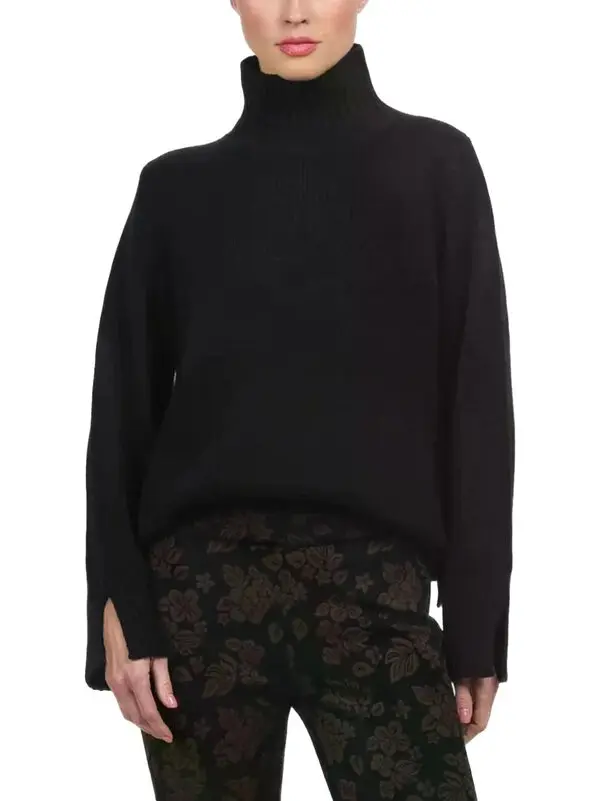 ALLUDE Cashmere Sweater With Ribbed Trim - Black