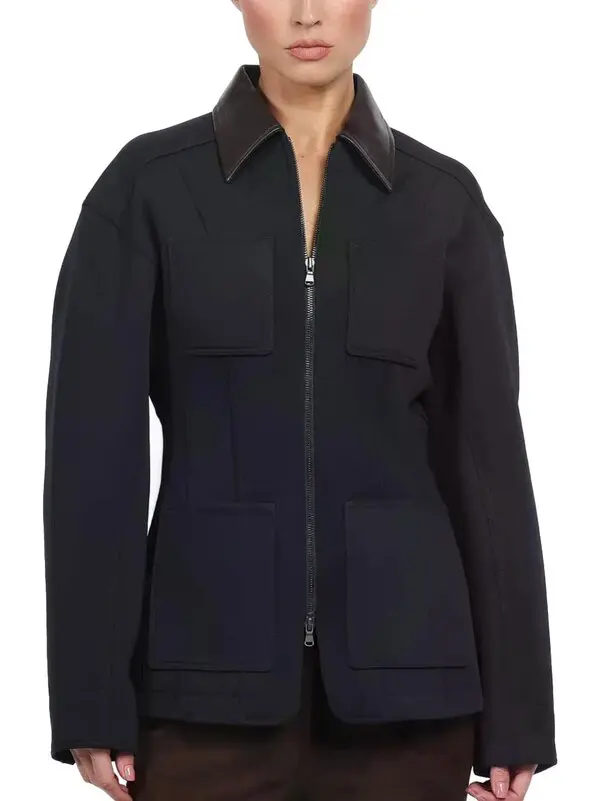Tibi Contrast-collar Zip-up Jacket - Blue