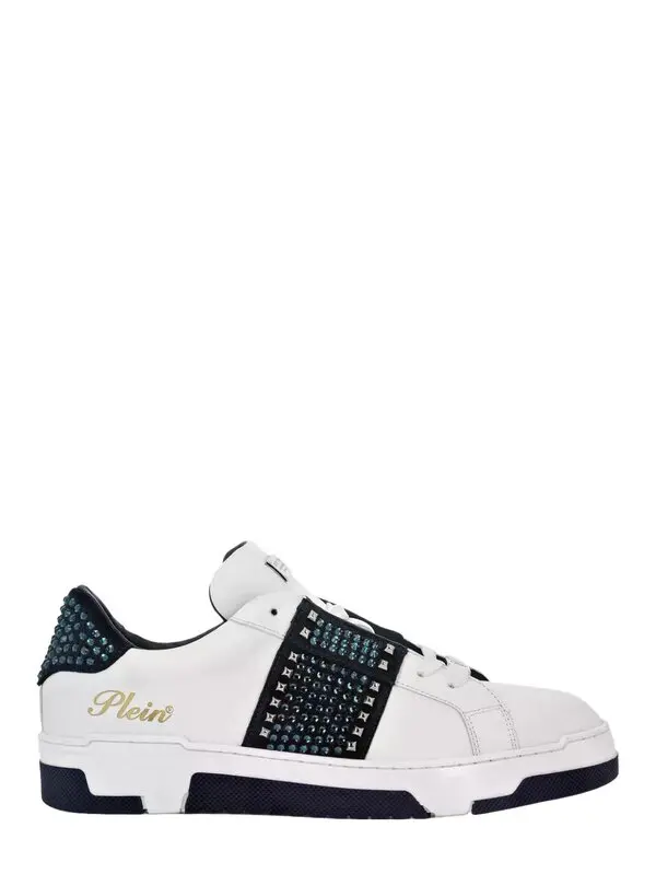 Philipp Plein Crystal-embellished Leather Sneakers - White